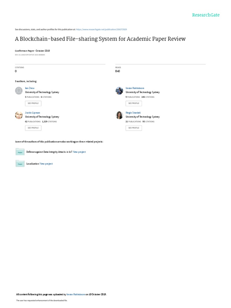 A Blockchain Based File Sharing System For Academic Paper Review | PDF ...