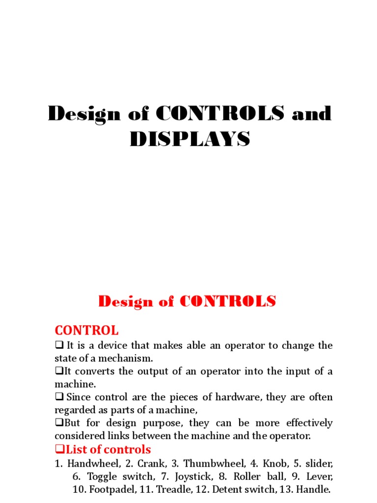 Design of Controls and Display | PDF