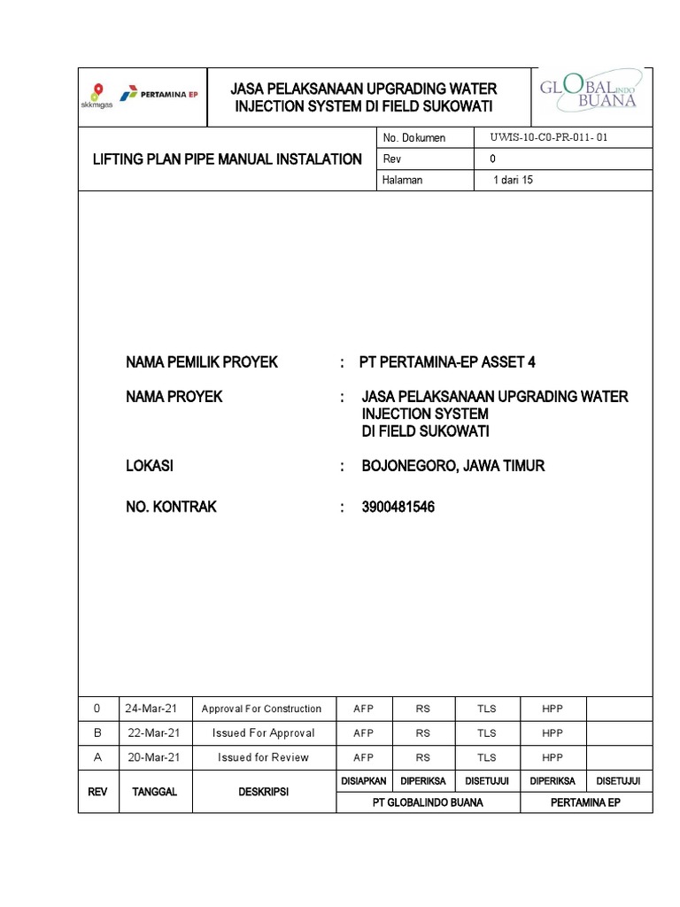 Lifting Plan Pipe Manual Instalation | PDF