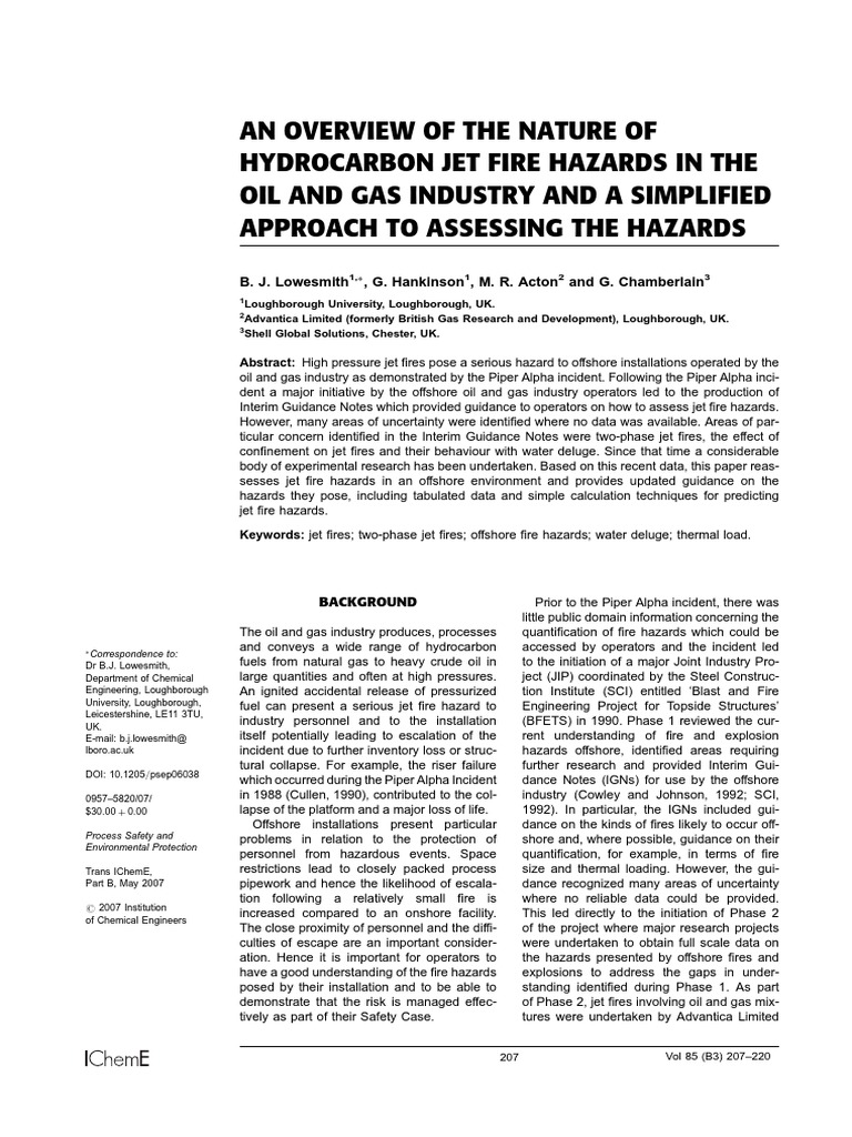 Jet Fire Hazards in Offshore Oil Industry | PDF | Combustion | Fires