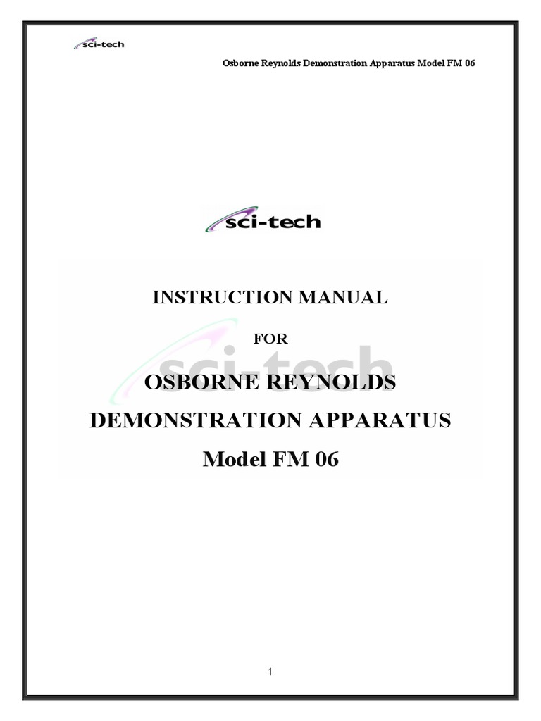 Osborne Reynolds Demonstration Apparatus: Model FM 06 | PDF | Reynolds ...