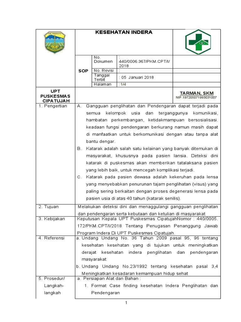 Sop Kesehatan Indera | PDF