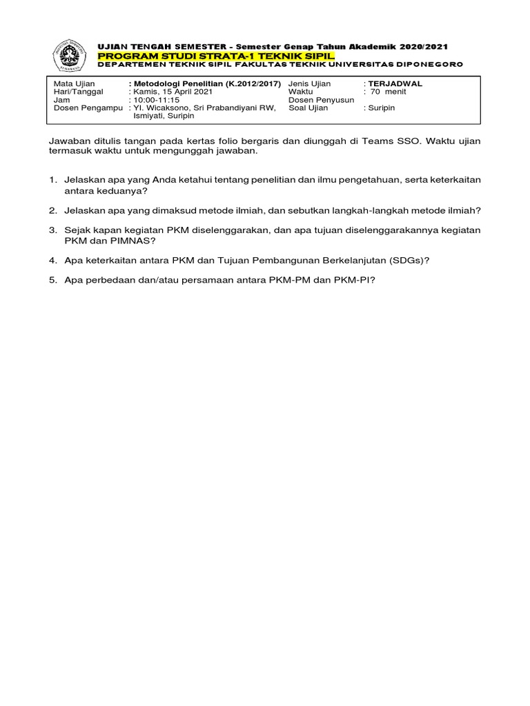 20210415-Uts Metodologi Penelitian | PDF | Karier & Perkembangan