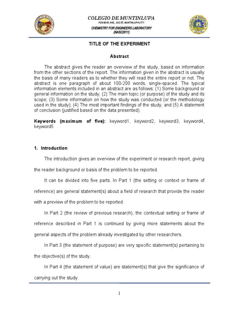 CDM Laboratory Report Format | PDF | Accuracy And Precision | Experiment