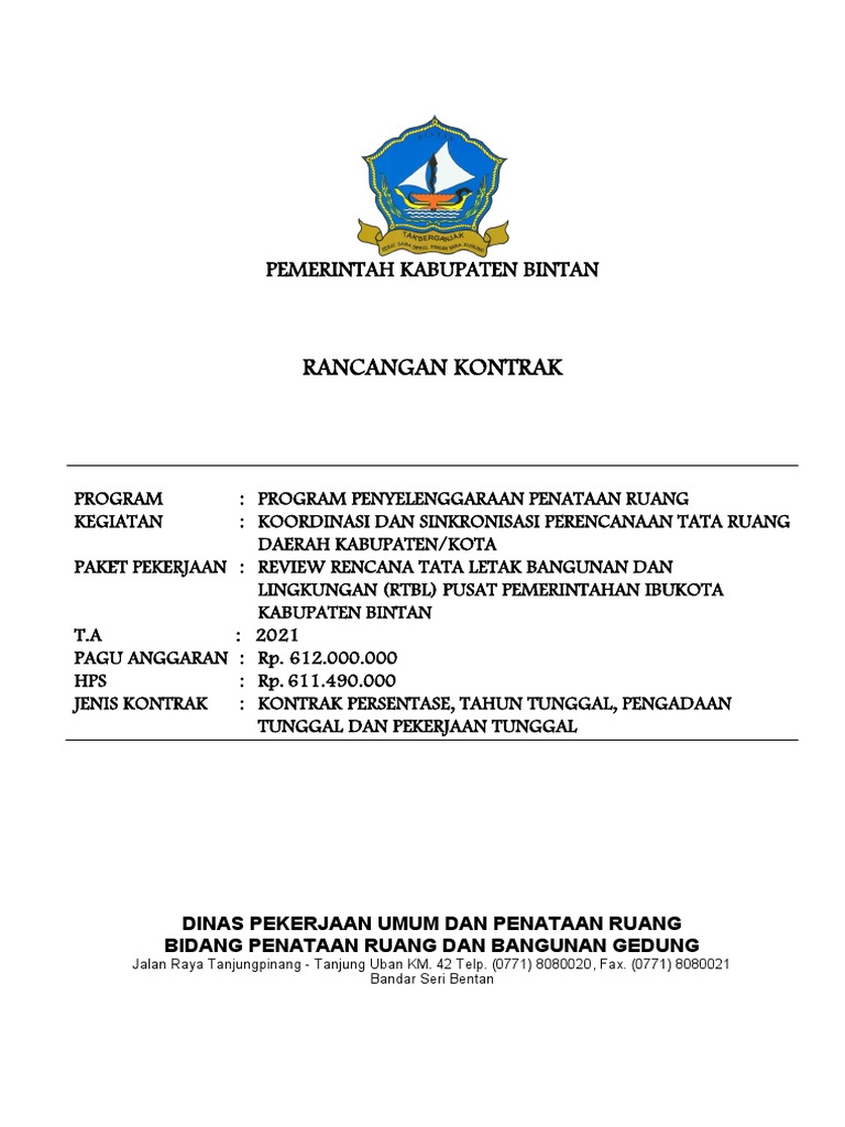 Rancangan Kontrak Review Rtbl Pdf