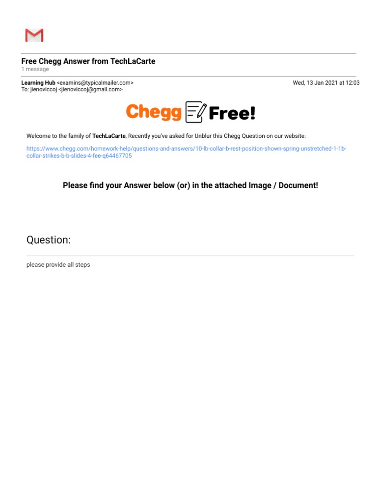 Free Chegg Answers from TechLaCarte | PDF
