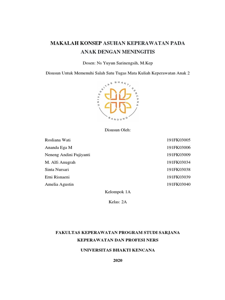 Makalah Konsep Asuhan Keperawatan Pada Anak Dengan Meningitis - Bu Yuyun | PDF