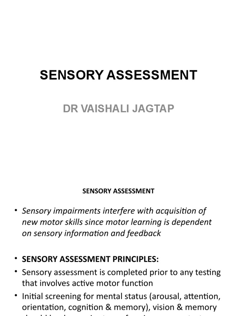 Sensory Assessment Techniques Overview | PDF | Somatosensory System ...