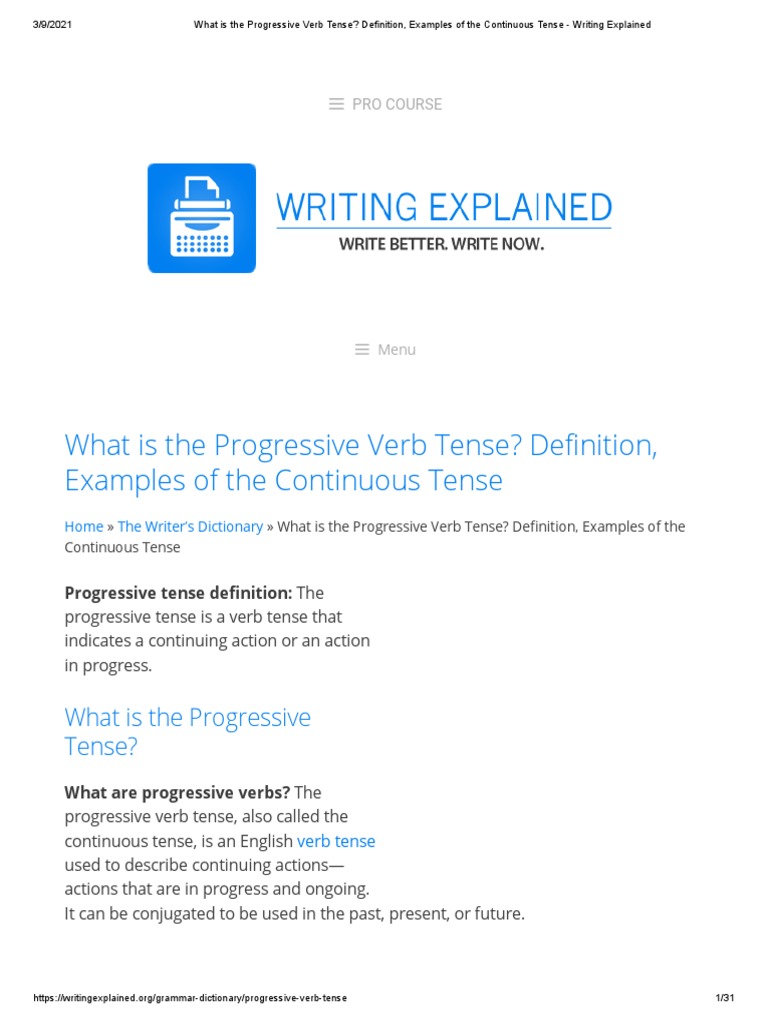 What Is The Progressive Verb Tense - Definition, Examples of The ...