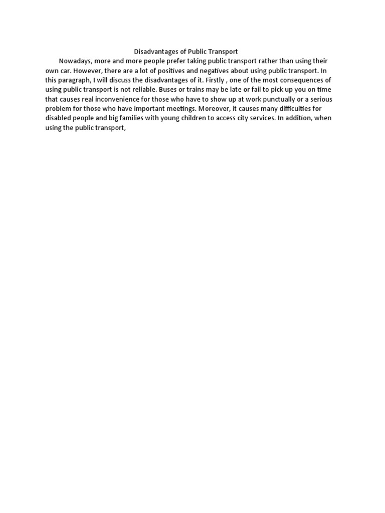 Disadvantages of Public Transport | PDF