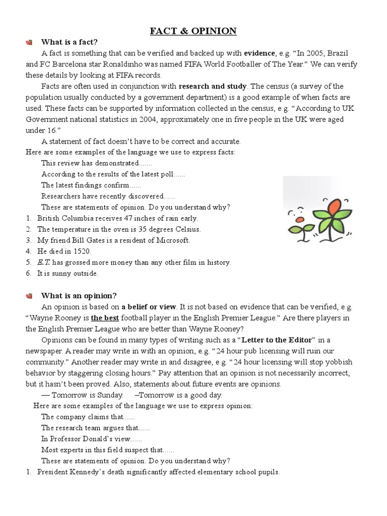Distinguishing Fact from Opinion: An Analysis of a Document Contrasting ...