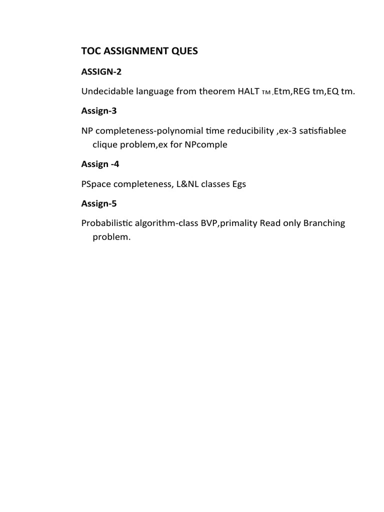 Toc Assignment Ques | PDF
