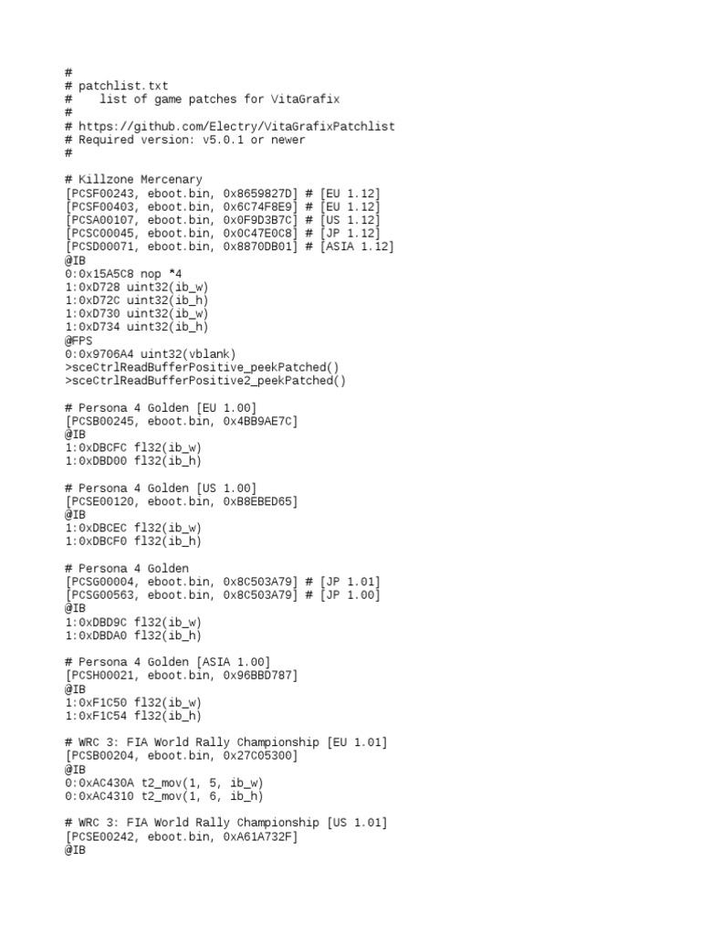 Patchlist | PDF | Sequel | Gaming