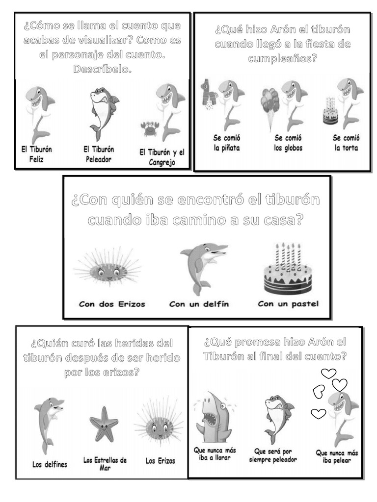 Comprensión Lectora Aron El Tiburón Peleador | PDF