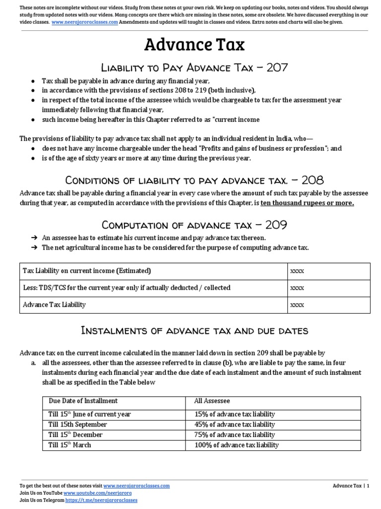 Liability To Pay Advance Tax - 207 | PDF | Taxes | Interest