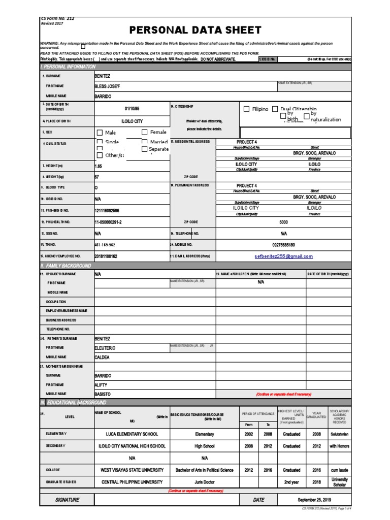 CSC PDS Blank Form | PDF | Crime & Violence | Crime Thriller