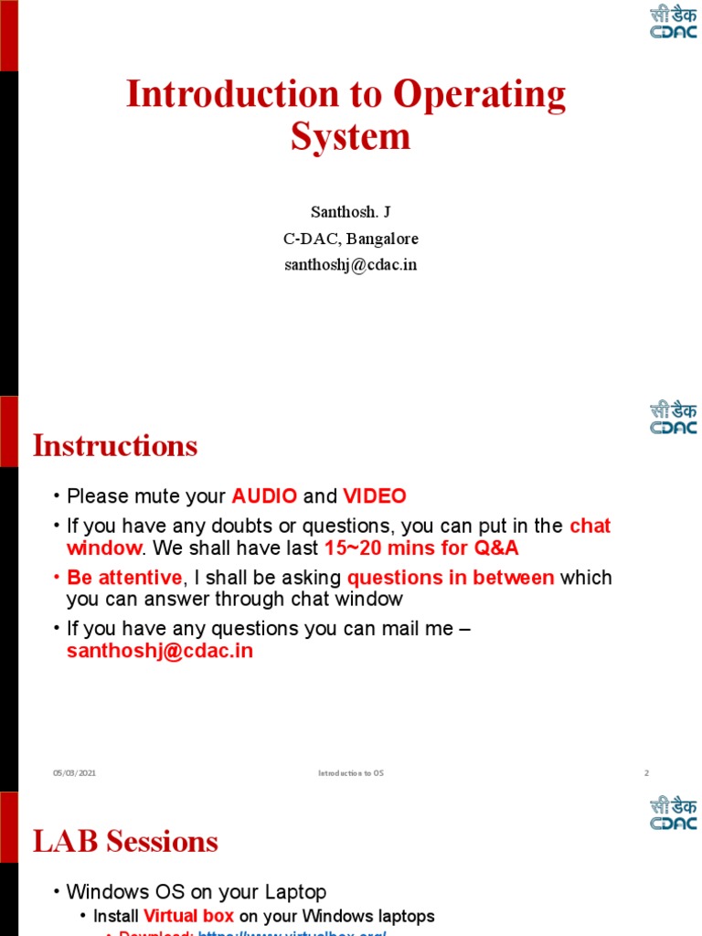 Introduction To OS-Day1 | PDF | Operating System | Process (Computing)