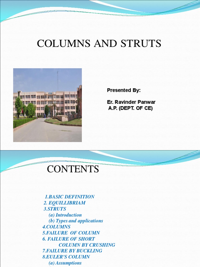 Structural Columns & Struts Guide | PDF | Buckling | Column