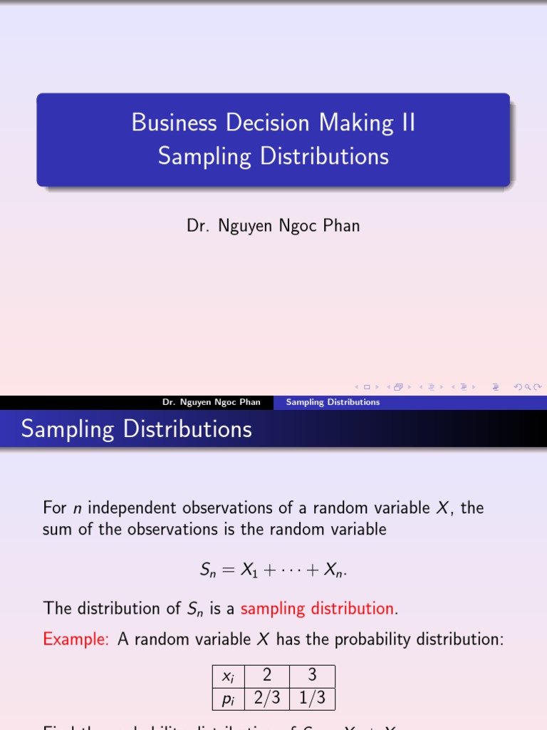 Understanding Sampling Distributions And The Central Limit Theorem Key