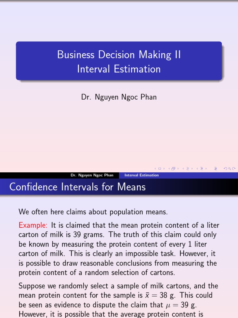 Interval Estimation | PDF | Confidence Interval | Sample Size Determination