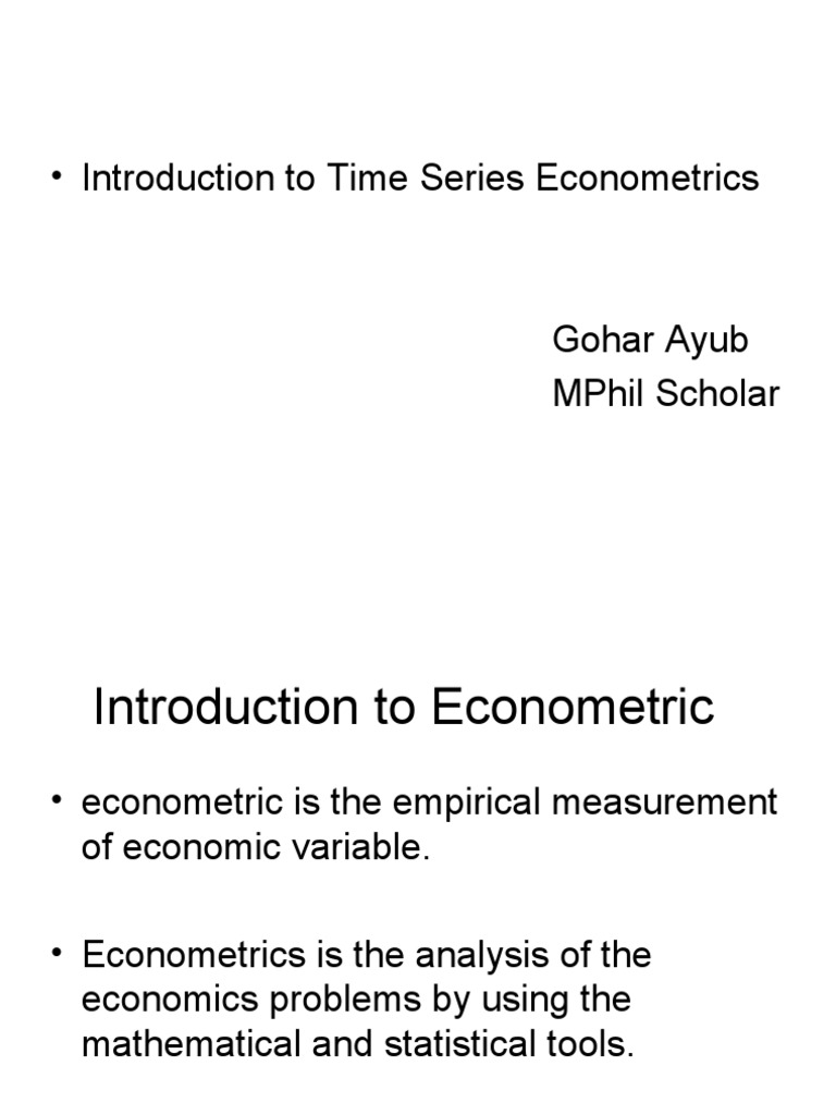 Introduction To Time Series Econometrics | PDF | Econometrics | Time Series