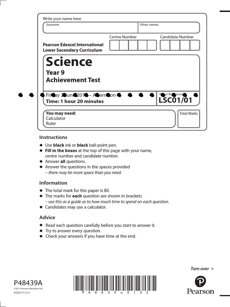Science: Year 9 Achievement Test | PDF | Magnesium | Rock (Geology)