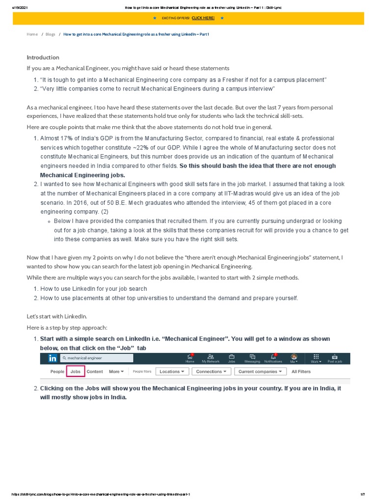 How To Get Into A Core Mechanical Engineering Role As A Fresher Using ...