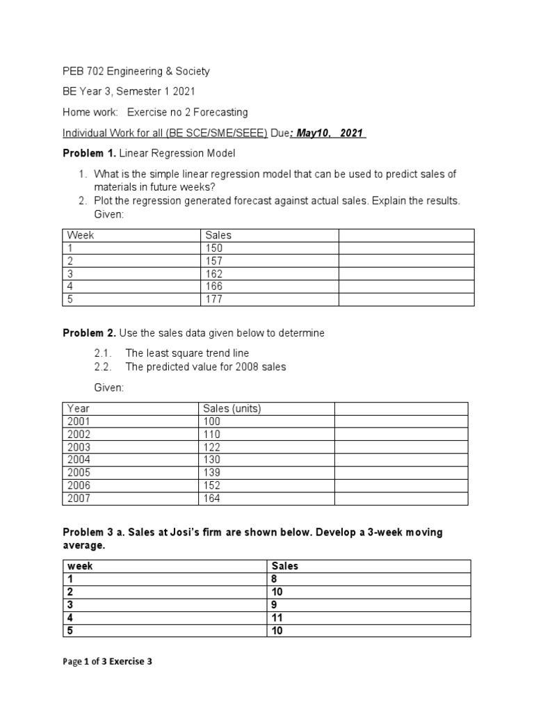 Home Work Tutorial Exercise 2., April 2021 Forecasting | PDF ...
