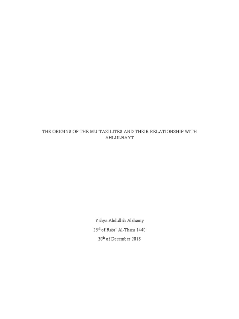Mu'tazilites & Ahlulbayt Origins | PDF | Ali | Ahl Al Bayt