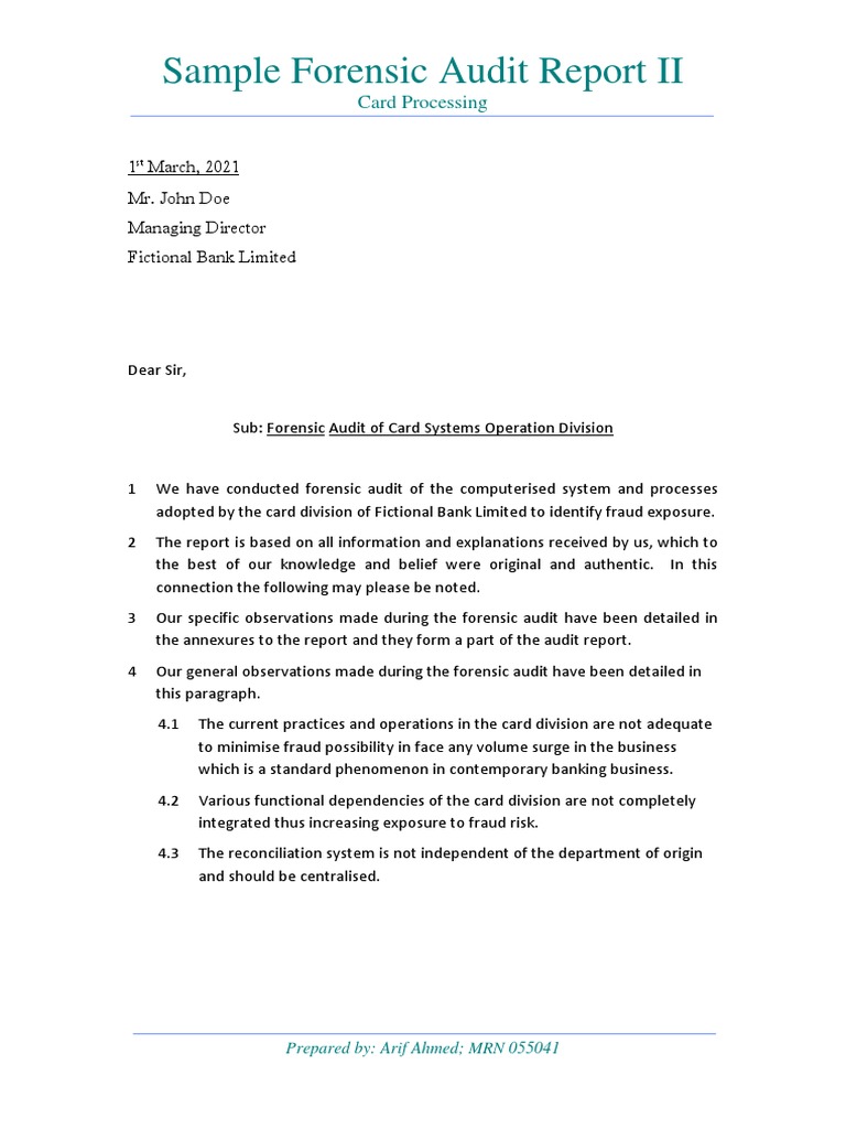 Sample Report II - Card System Forensic Audit Report | PDF | Automated ...