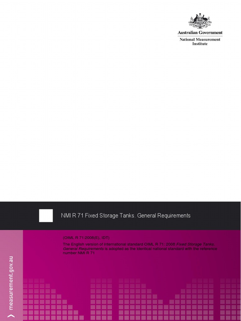 NMI R 71 Fixed Storage Tanks. General Requirements | PDF | Thermal ...