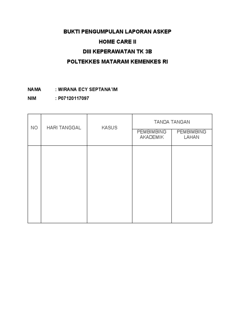 Bukti Pengumpulan Laporan Askep | PDF