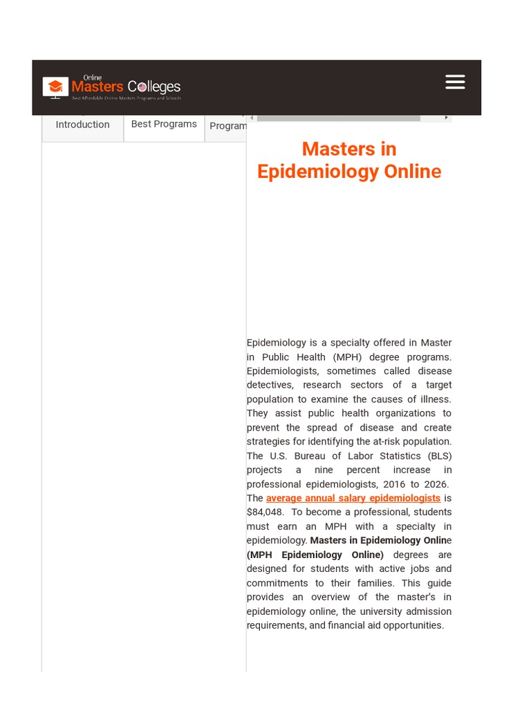 Master's in Epidemology Program | PDF | Epidemiology | Public Health