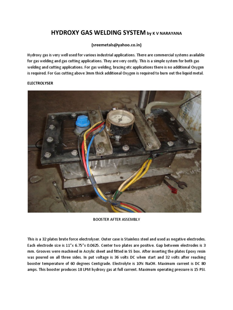 Hydroxy Gas Welding System | PDF | Welding | Construction
