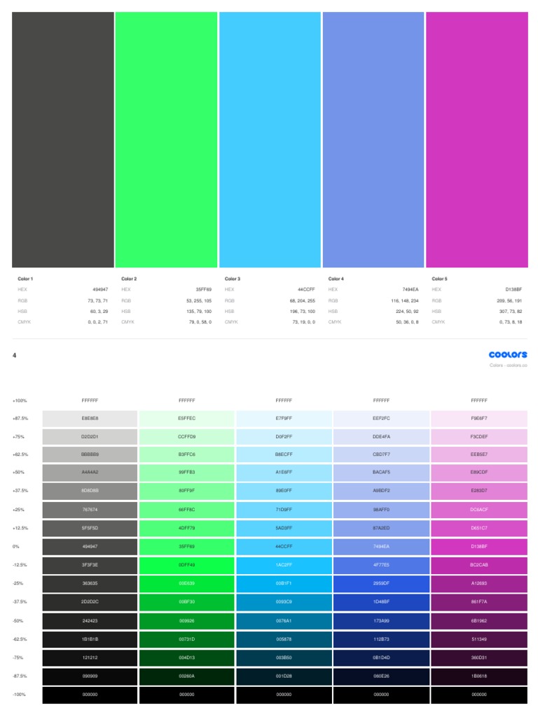 Color 1 Color 2 Color 3 Color 4 Color 5 | PDF | Rgb Color Model | Color