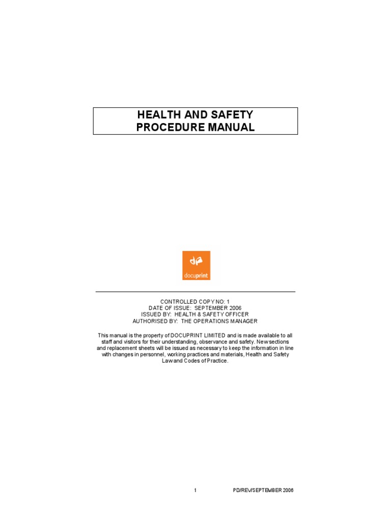 Health and Safety Procedures Manual | PDF
