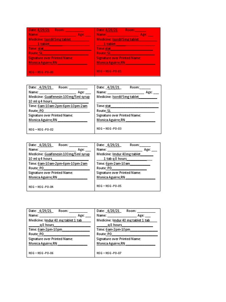 Medication Administration Records | PDF | Drugs | Pharmacology