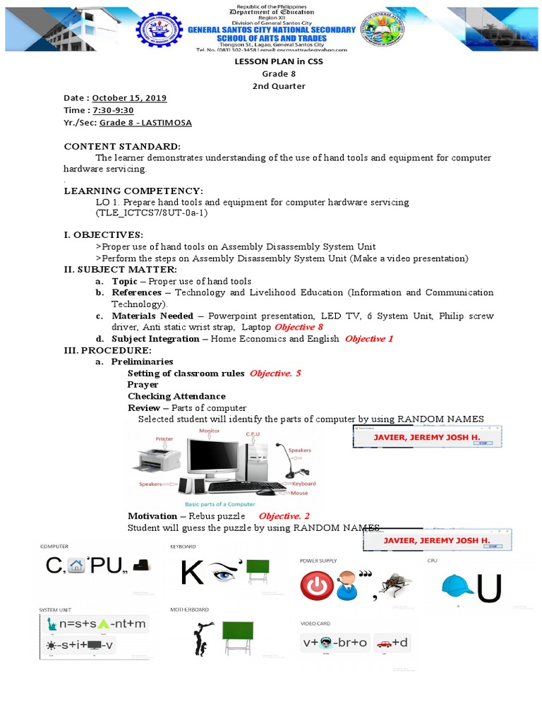 Objective 8 Objective 1 | PDF | Personal Computers | Lesson Plan