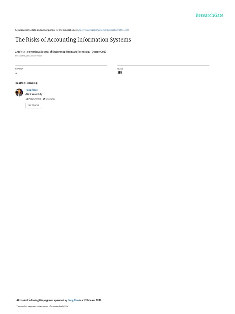 Risks in Accounting Information Systems | PDF | Information System ...