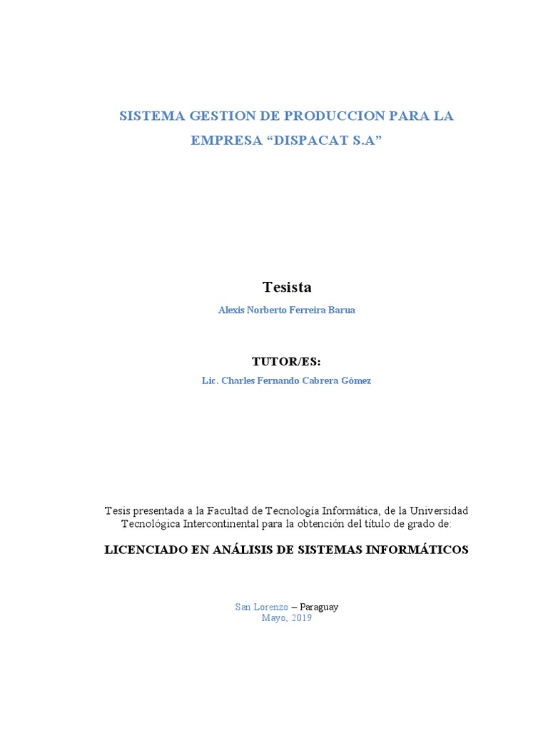 Proyecto de Tesis Ing. Informatica | PDF | Factura | Lenguaje de ...