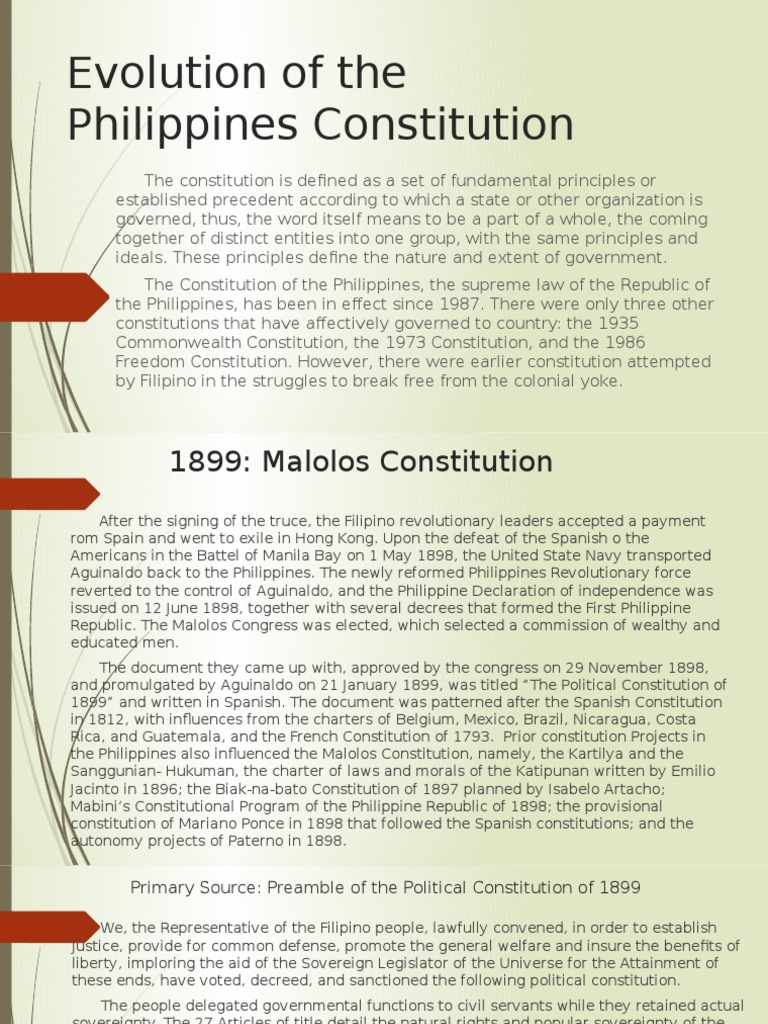 Evolution of The Philippines Constitution | PDF | President Of The ...