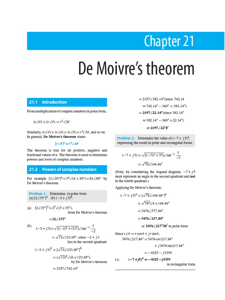 09 - de - Moivre Theorem | PDF | Complex Number | Square Root