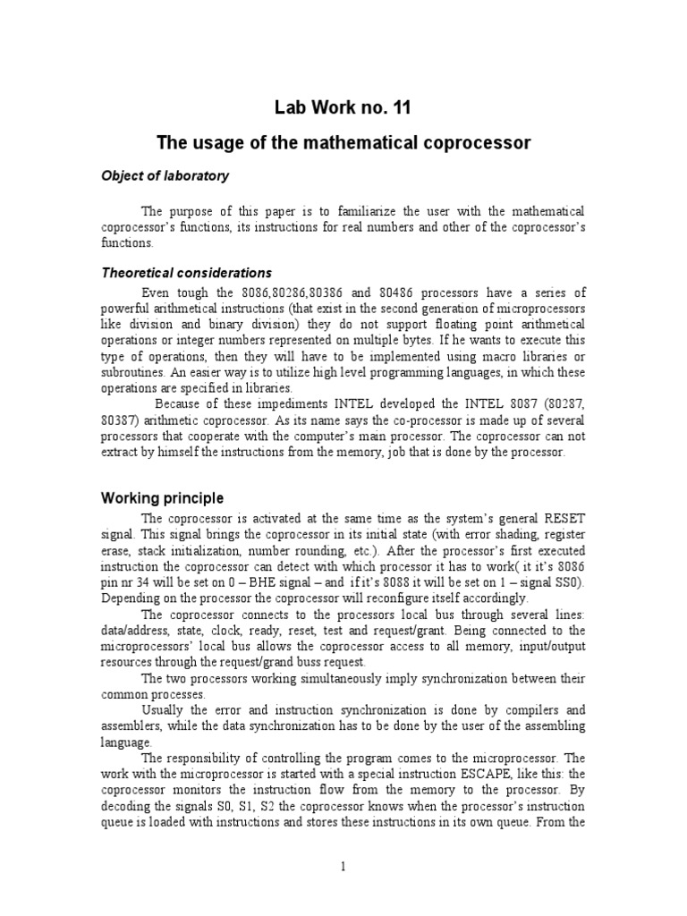 L11 Using Math Coprocessor Pdf Binary Coded Decimal Central Processing Unit