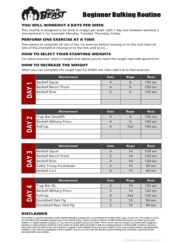 Bulking Routine | PDF | Physical Fitness | Weight Training