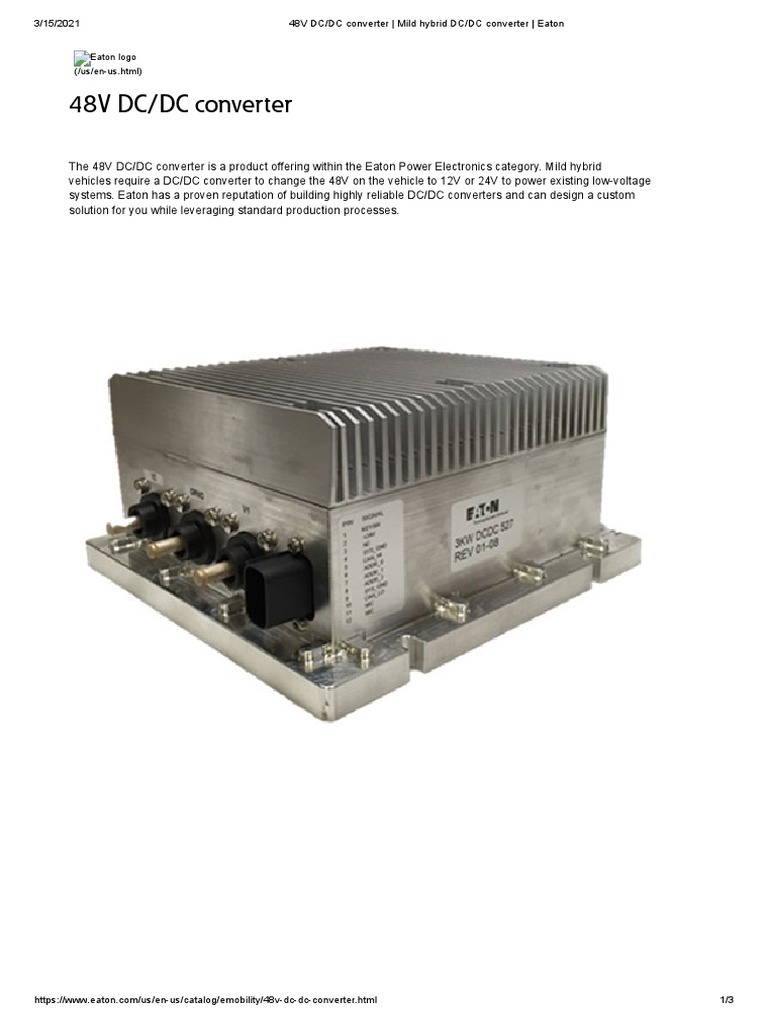 48V DC - DC Converter - Mild Hybrid DC - DC Converter - Eaton | PDF ...