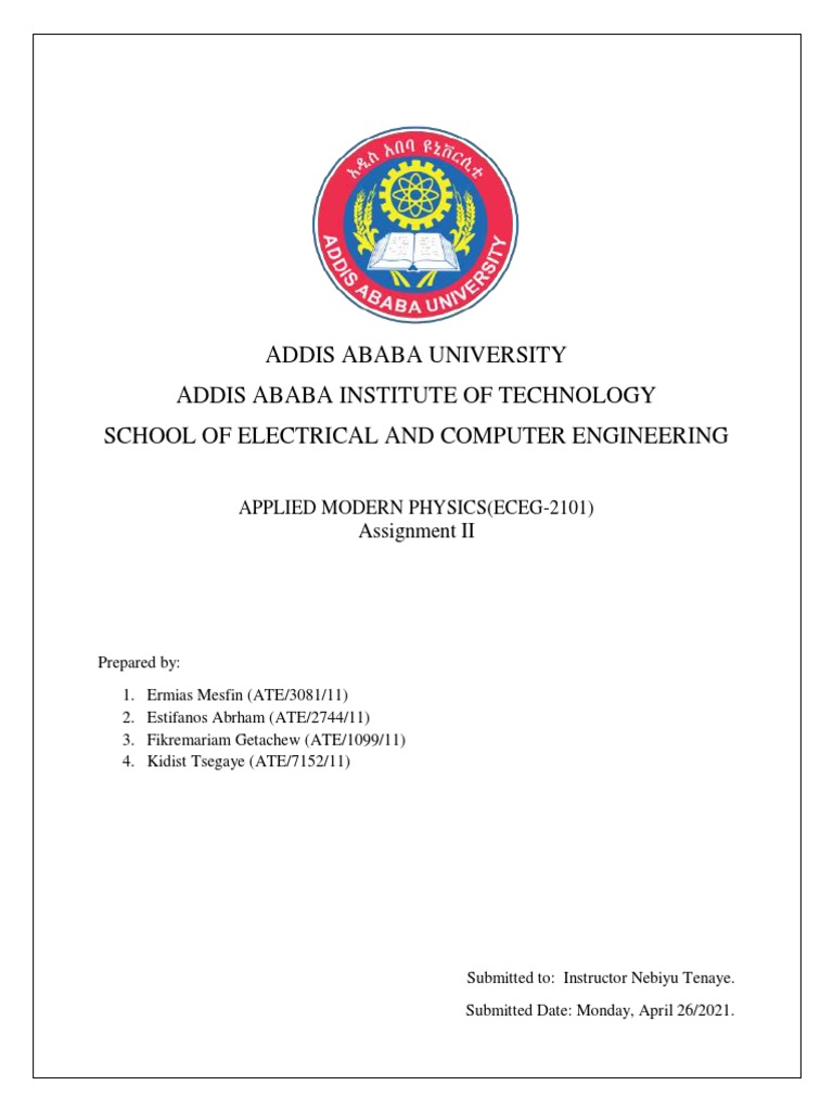 Addis Ababa University Addis Ababa Institute of Technology School of Electrical and Computer ...