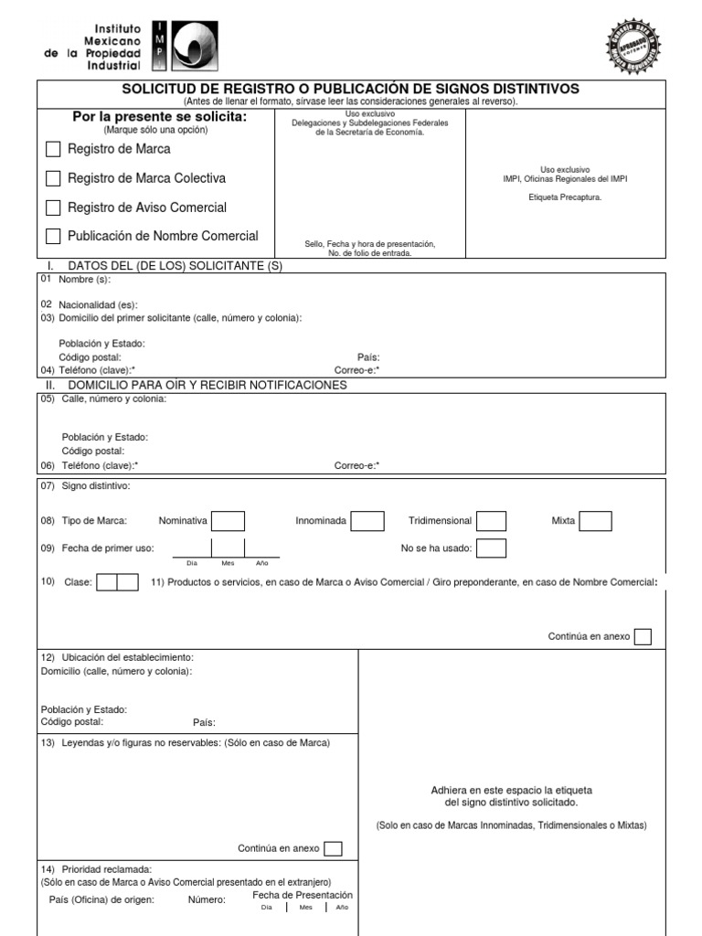 IMPI - 00 - 001 Registro | PDF | Marca comercial | Business