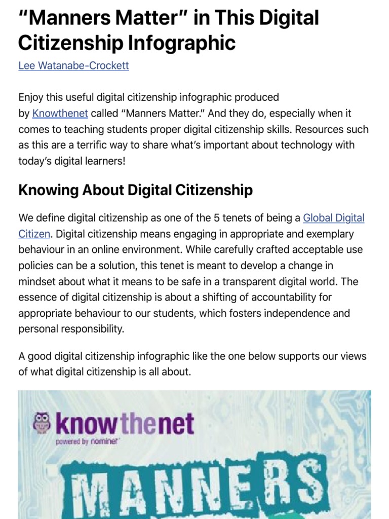 Manners Matter - in This Digital Citizenship Infographic | PDF
