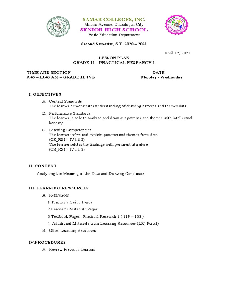 Analyzing Data and Drawing Conclusions | PDF | Lesson Plan | Learning