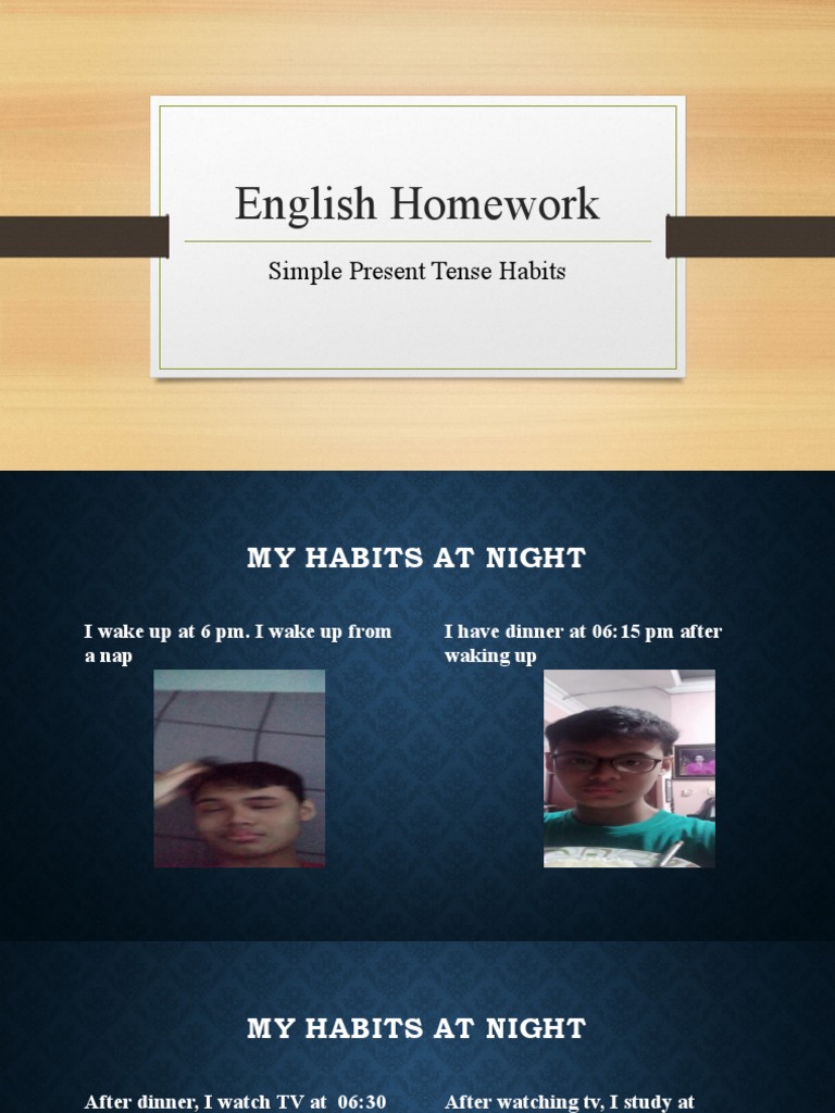 English Homework: Simple Present Tense Habits | PDF
